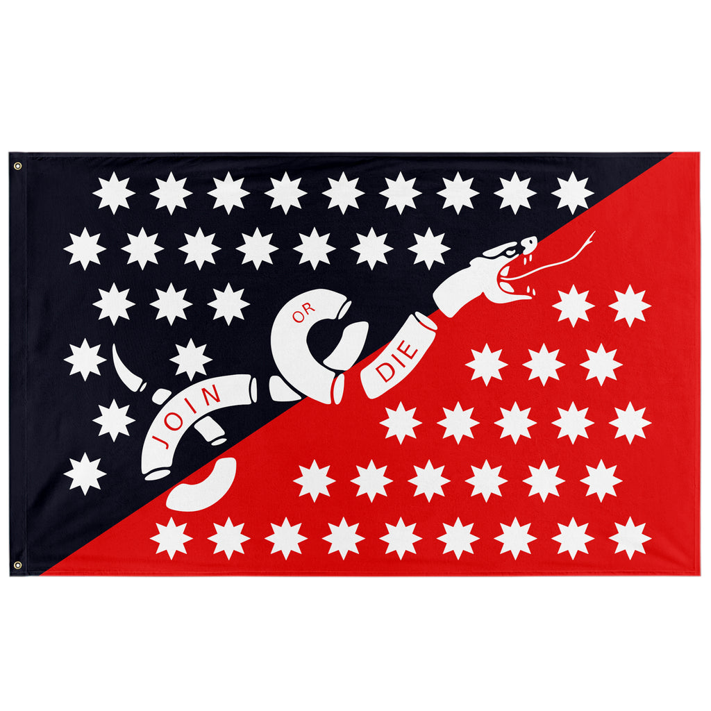 Join Or Die - Revolutionary States Flag (Single-Sided) – Kaiser Cat Cinema