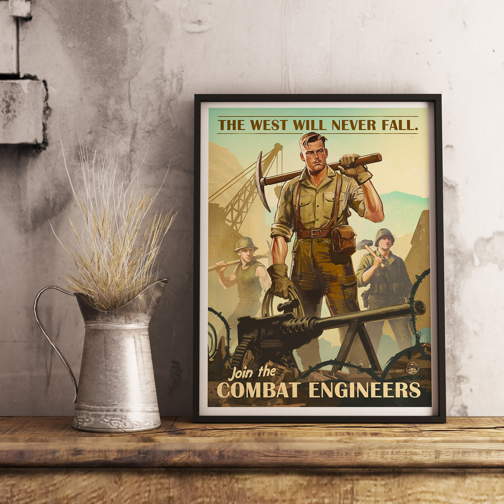 Pacific States Engineer Corps Poster - 'The West Will Never Fall' (Fra ...