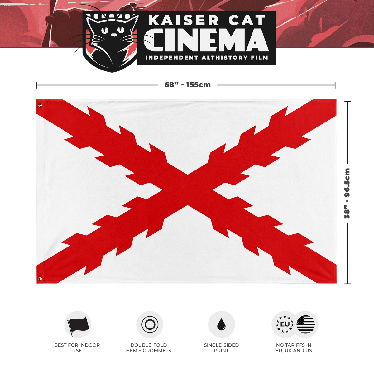 Carlist Spain Flag (Single-Sided) – Kaiser Cat Cinema Webshop