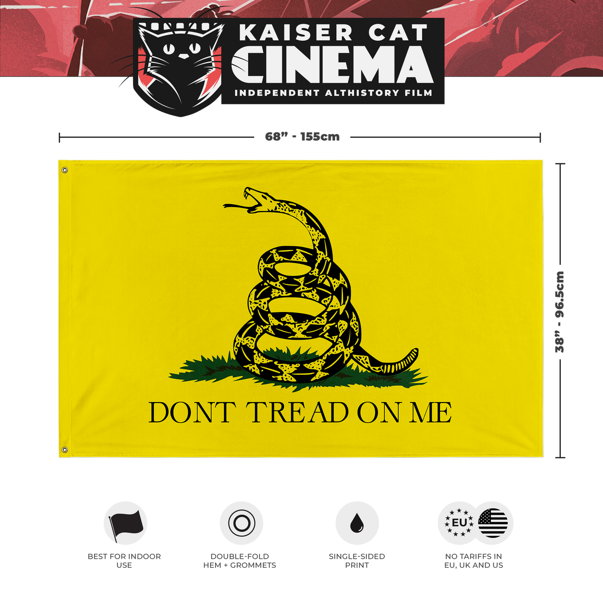 Gadsden Flag - Classic (Single-Sided) – Kaiser Cat Cinema Webshop