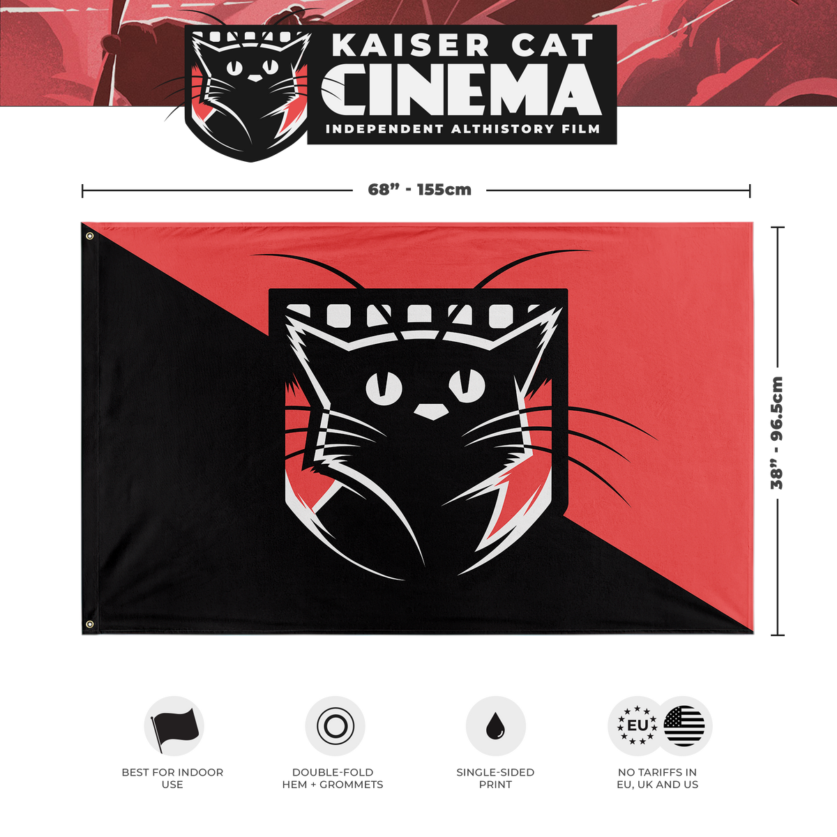 Kaiser Cat Syndicate Flag (Single-Sided) – Kaiser Cat Cinema Webshop
