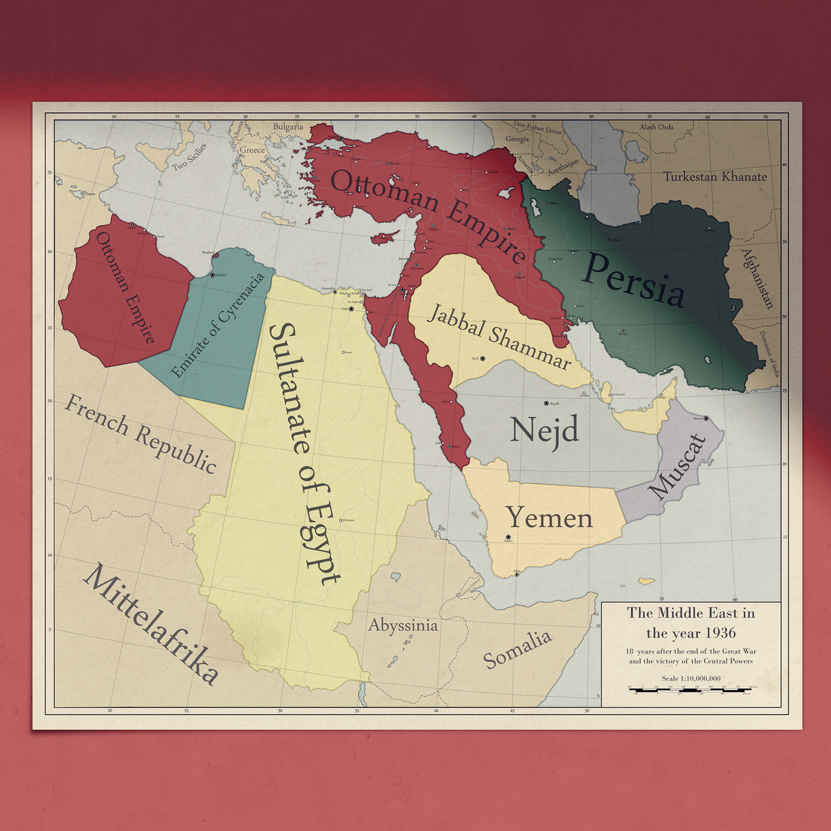 Red Leather Cartography - Ottoman Empire & The Middle-East map - Poste ...