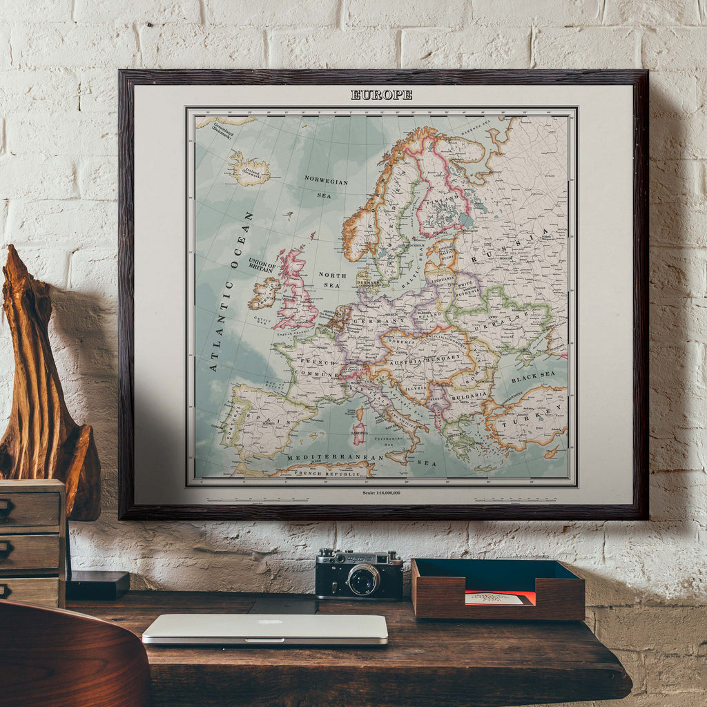Ruskie Business Europe Map 2022 - Framed (Old Atlas Style) – Kaiser Cat ...